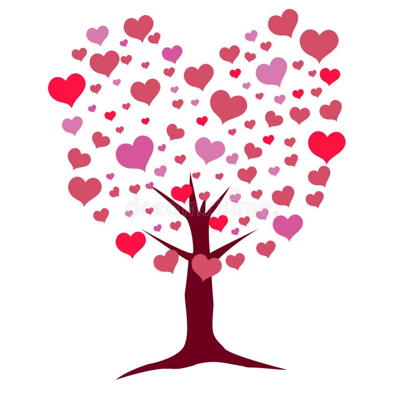 Love tree stock illustration. Illustration of silhouette - 44189424