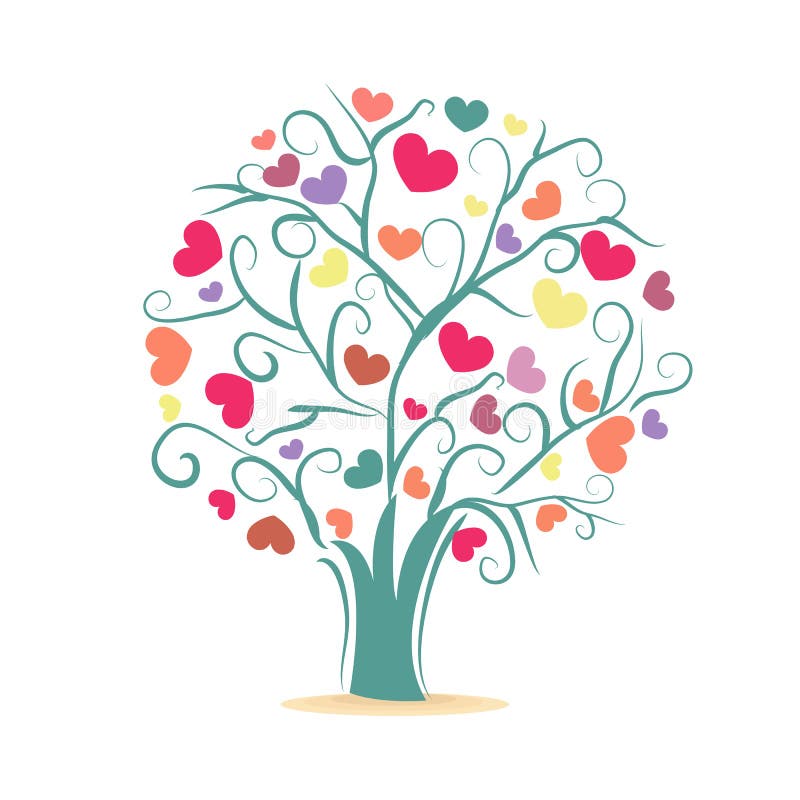 Colorful Hearts Tree stock vector. Illustration of romantic - 22456689
