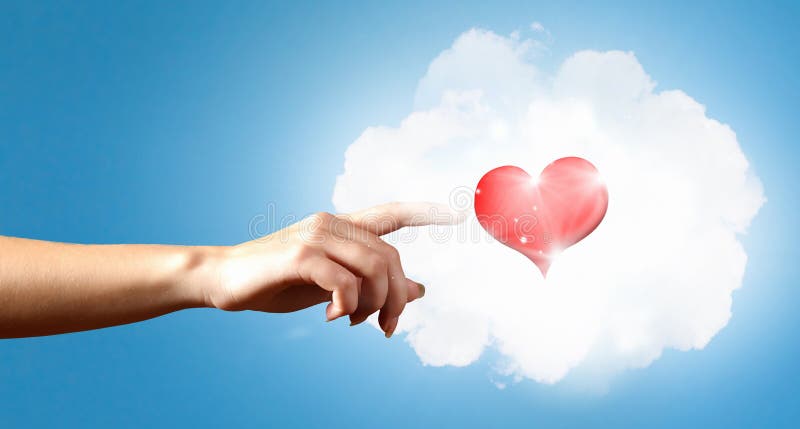 Soft, Gentle Touch of Man and Woman Against Sunny Sky Stock Photo ...