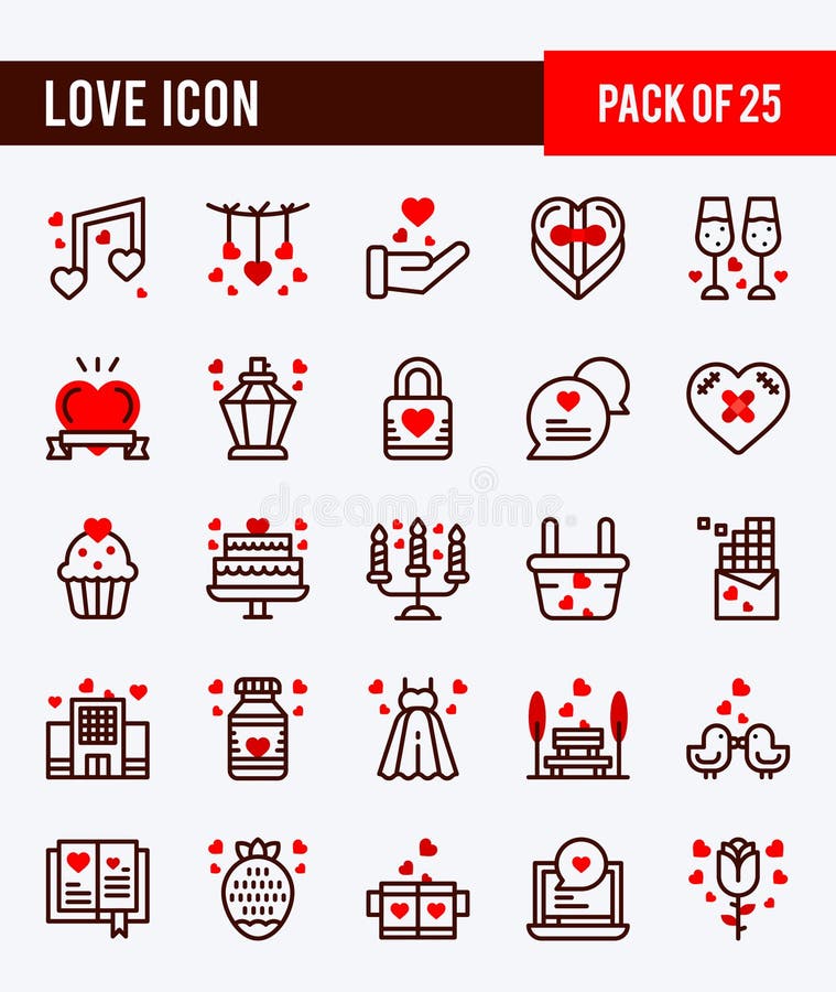25 Love. Two Color Icons Pack. Vector Illustration Stock Vector ...