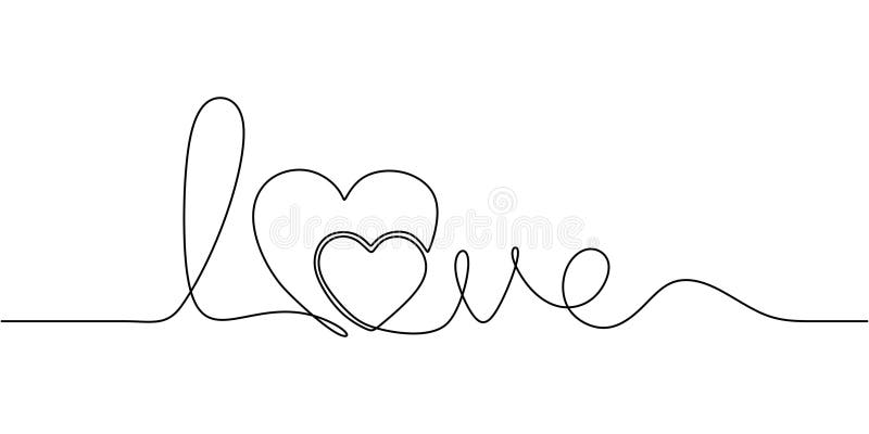 Love with Two Hearts. Continuous One Line Drawing Expressing Affection ...