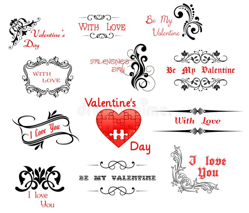 Love and Valentine Day Calligraphic Headers Stock Vector - Illustration ...