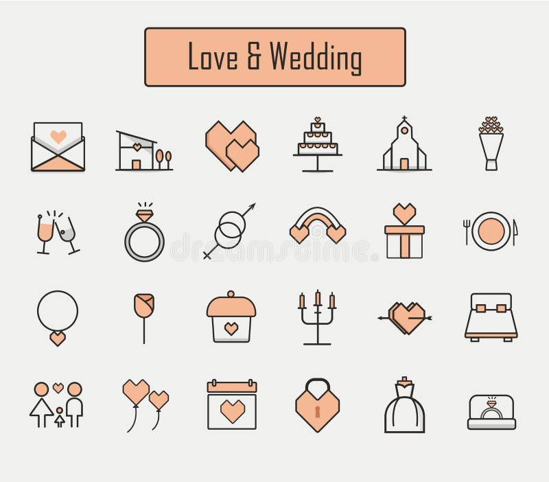Love&wedding icons set stock vector. Illustration of couple - 68247099