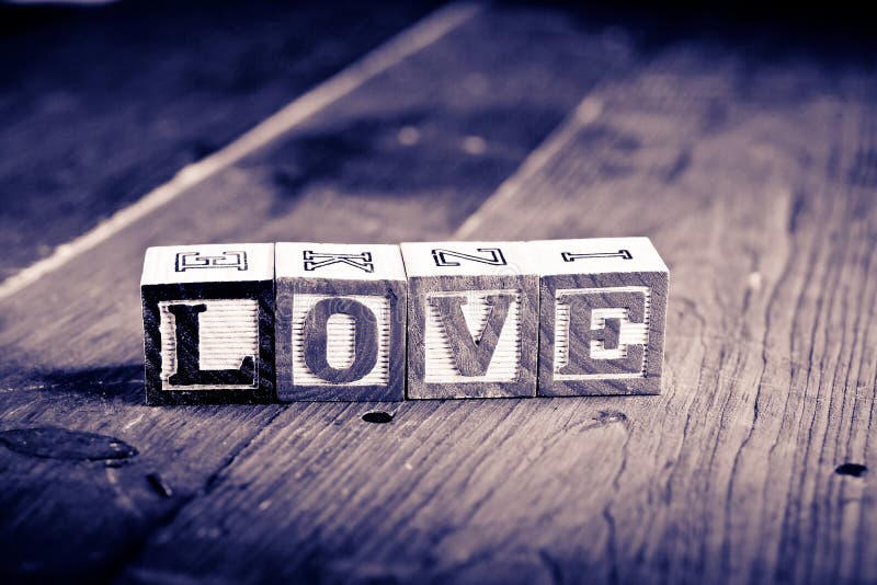 Love wood blocks stock image. Image of headline, blue - 35880219