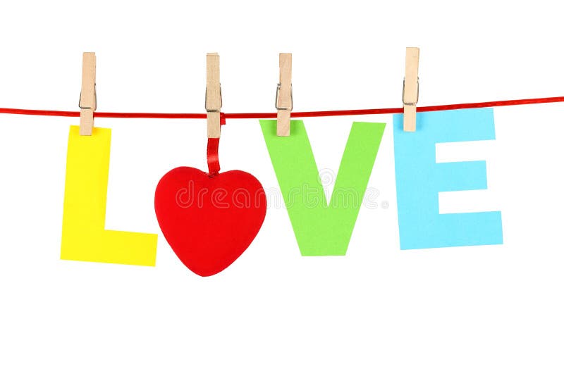 Love word stock photo. Image of clothesline, closeup - 66790068