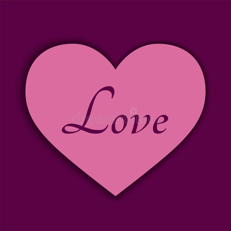 Love Word in Heart. Heart Image with Shadow. Valentine Day and Love ...