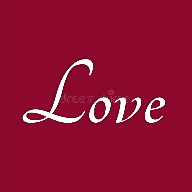 Love Word with Shadow on Red Background. Valentine Day and Love Symbol ...