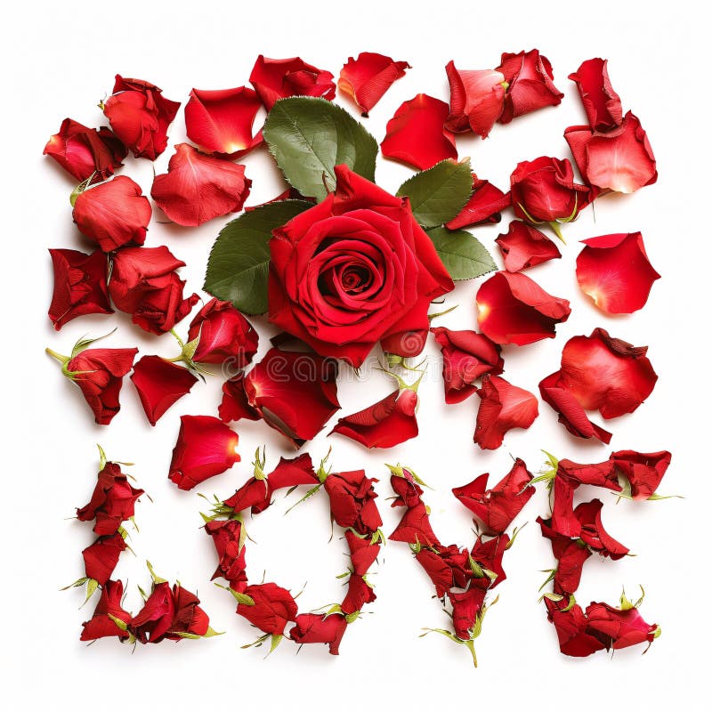 Love Word Written with Red Roses Flower Stock Photo - Image of handmade ...