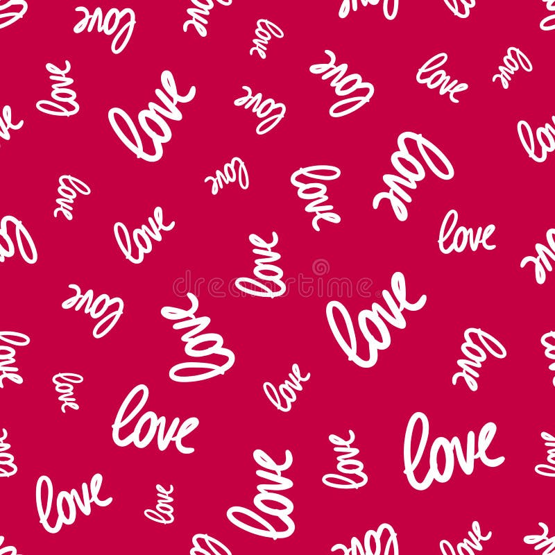 Love Words Vector Seamless Pattern. Cute Romantic Valentines Day ...