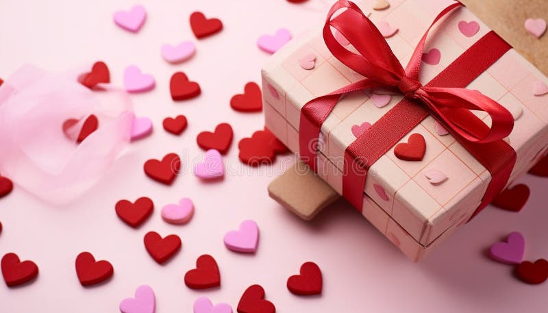 Love Wrapped in a Heart Shaped Gift Box Generated by AI Stock Photo ...