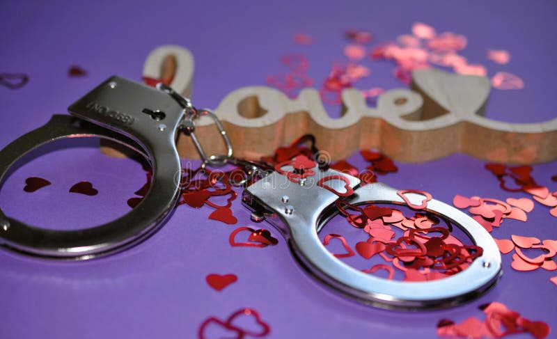Love Write and Handcuffs between Hearts Stock Image - Image of ...
