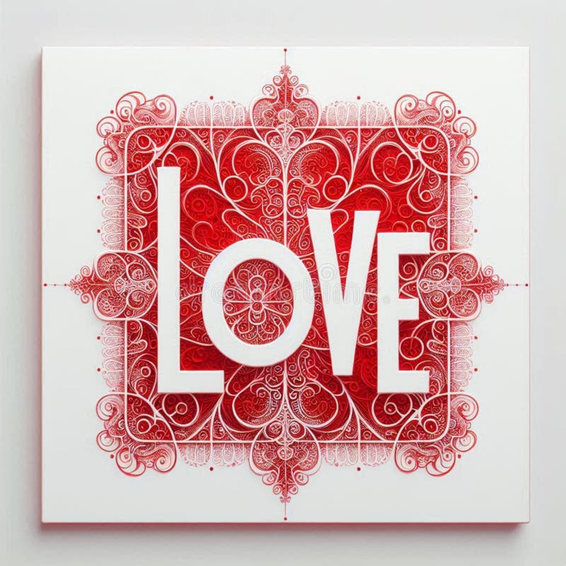 Love Writing Design with Red Engraving Stock Illustration ...