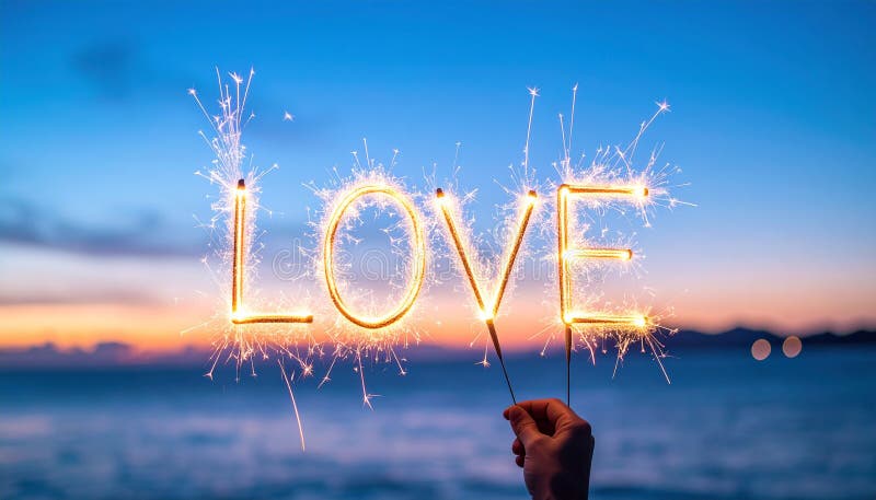 LOVE Writing Like Sparkler Light . Generated Image Stock Image - Image ...