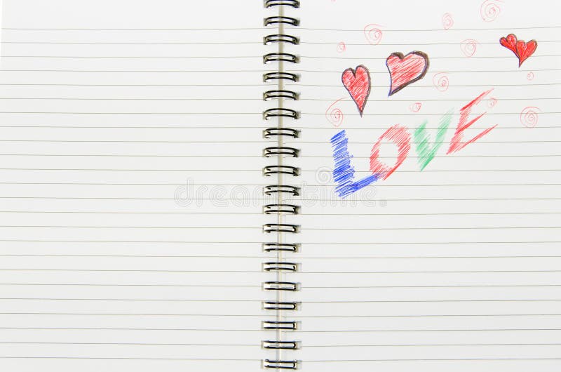 Love Written in Notebook. stock photo. Image of scribble - 31490910