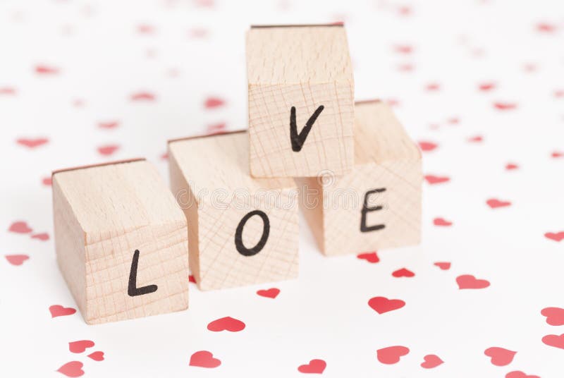 Love Written with Wooden Blocks. Stock Photo - Image of cute ...