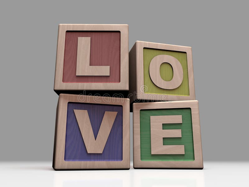 LOVE Written with Wooden Blocks Stock Illustration - Illustration of ... LOVE Written with Wooden Blocks Stock Illustration - Illustration of ...