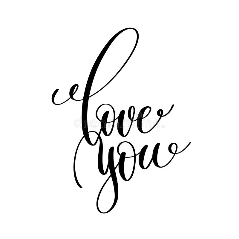 I Love You Black Handwritten Lettering Stock Vector Illustration