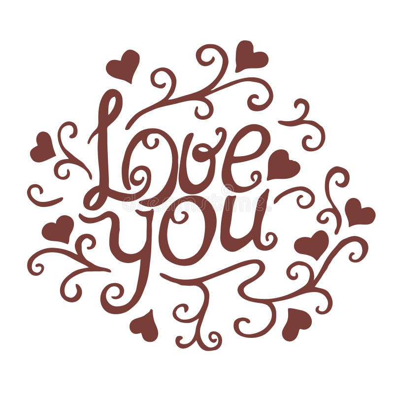 Love You with Floral Ornament Stock Vector - Illustration of invitation ...