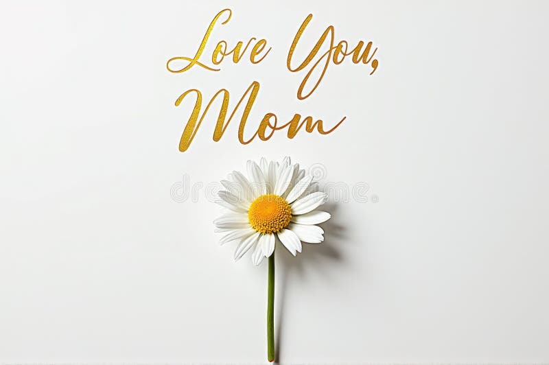 Love You Mom Card with Daisy on White Background for Mother S Day Stock ...