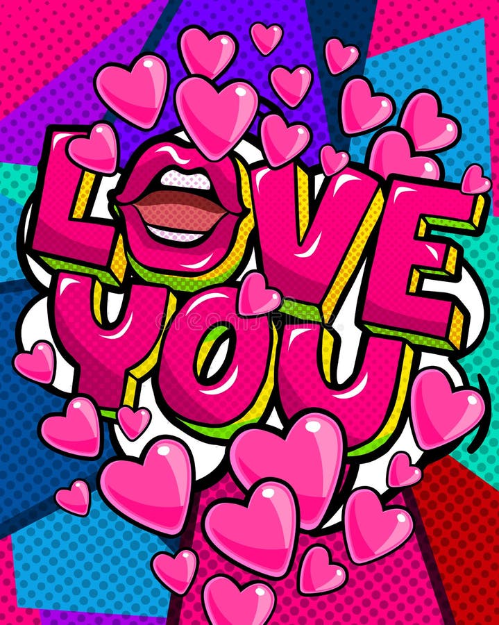 Love You Word Bubble in Pop Art Comics Style. Stock Vector ...