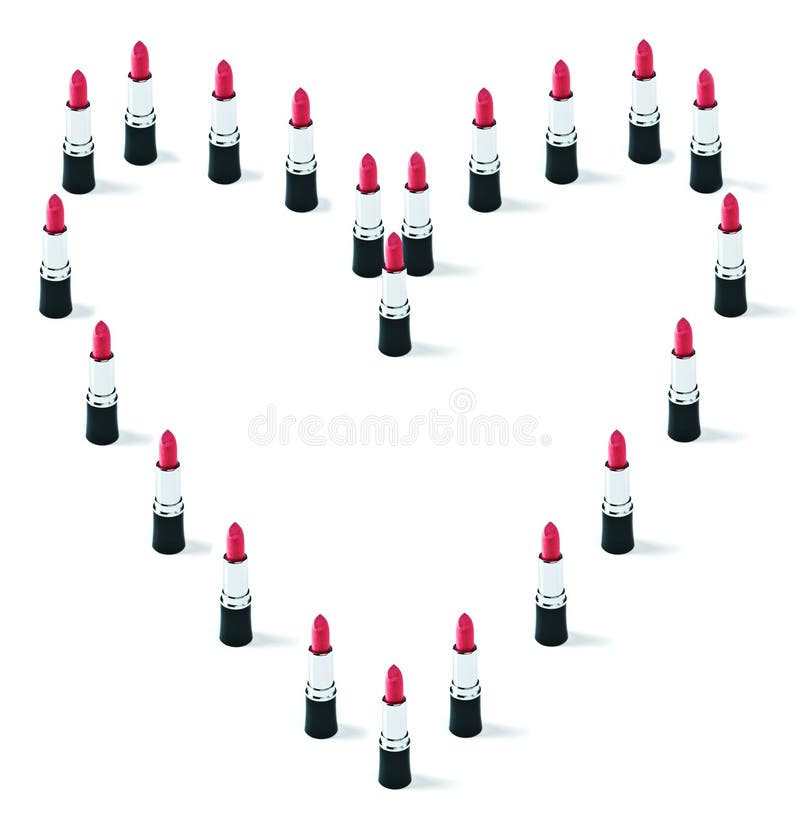 Love Your Lips. Studio Shot of Lipsticks Arranged in a Heart Shape ...