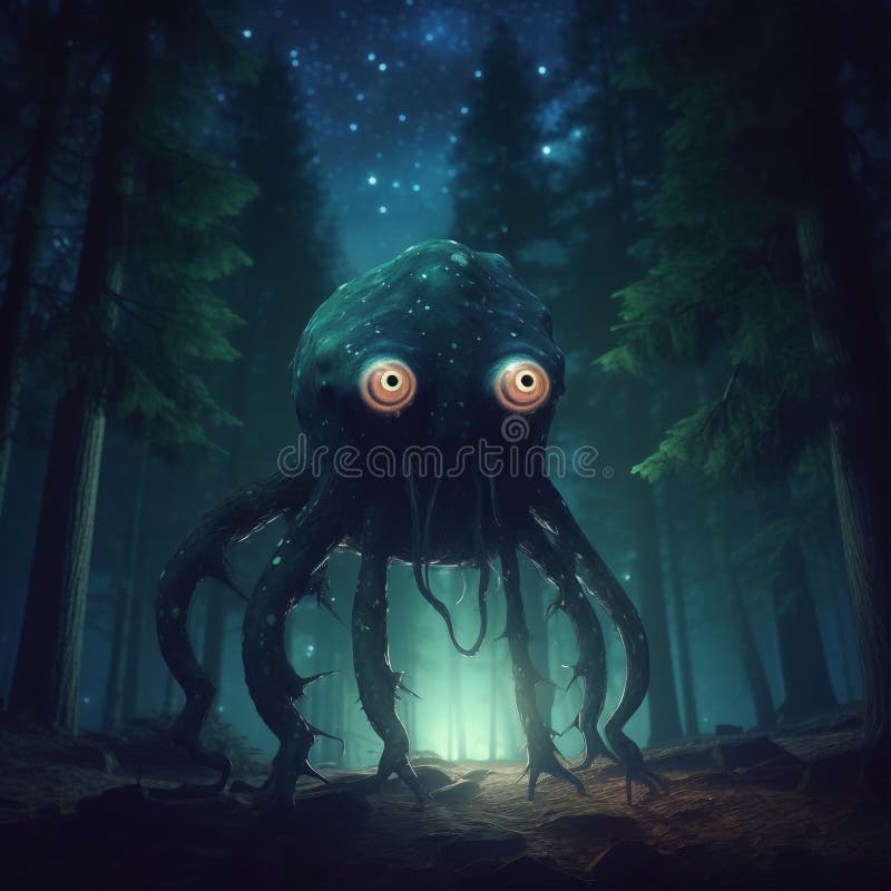 Lovecraftian Monster in Forest, Giant, Evil Creature. Cthulhu ...