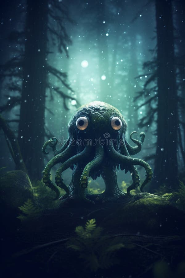Lovecraftian Monster in Forest, Giant, Evil Creature. Cthulhu ...