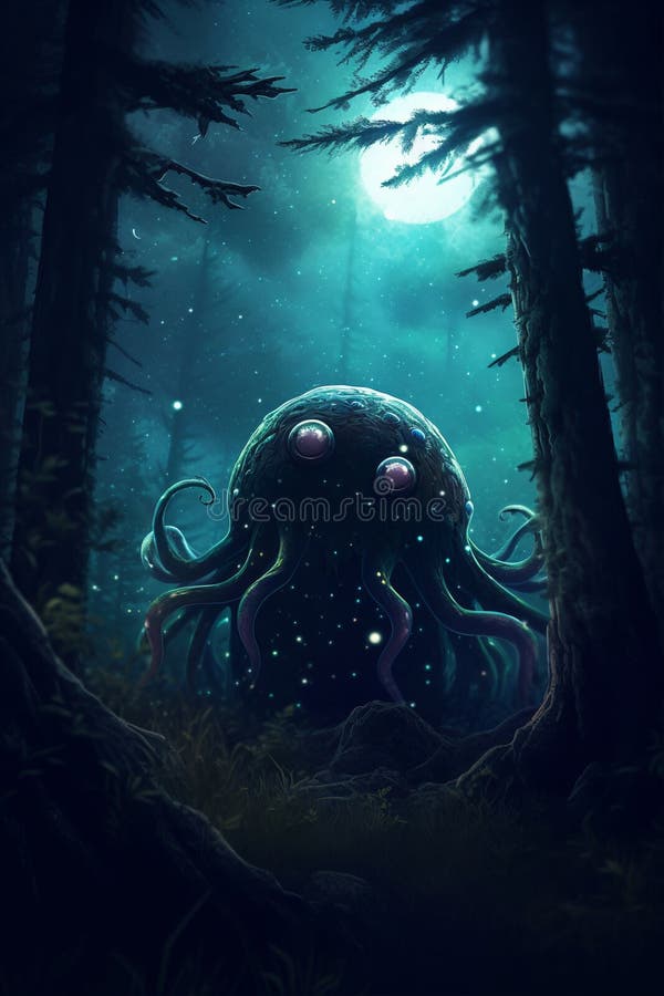 Lovecraftian Monster in Forest, Giant, Evil Creature. Cthulhu ...