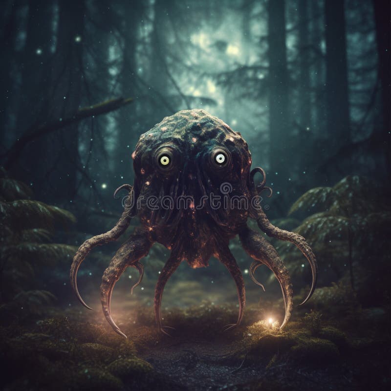 Lovecraftian Monster in Forest, Giant, Evil Creature. Cthulhu ...