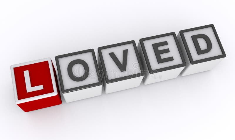 Loved word block on white stock illustration. Illustration of adored ...