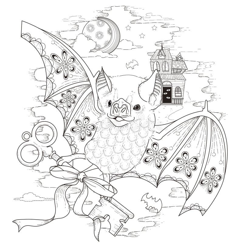 Bat Mandala Designs Coloring Pages