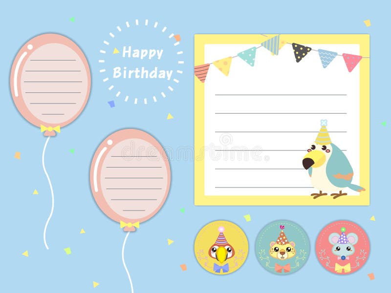 Lovely Birthday Party Memos Set Stock Vector - Illustration of artwork ...