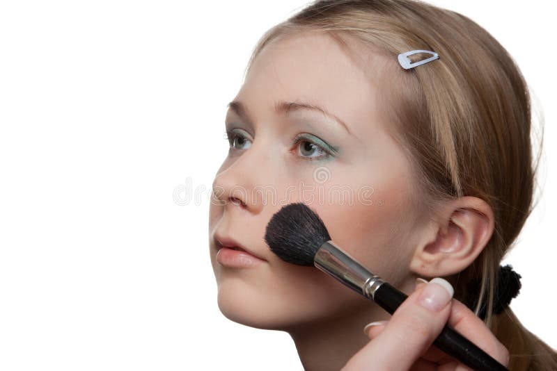 Lovely Blond at Professional Makeup Studio Stock Image - Image of black ...