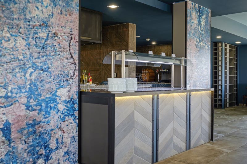 Blue Interior of Restaurant with Sea Theme 4 Stock Photo - Image of ...