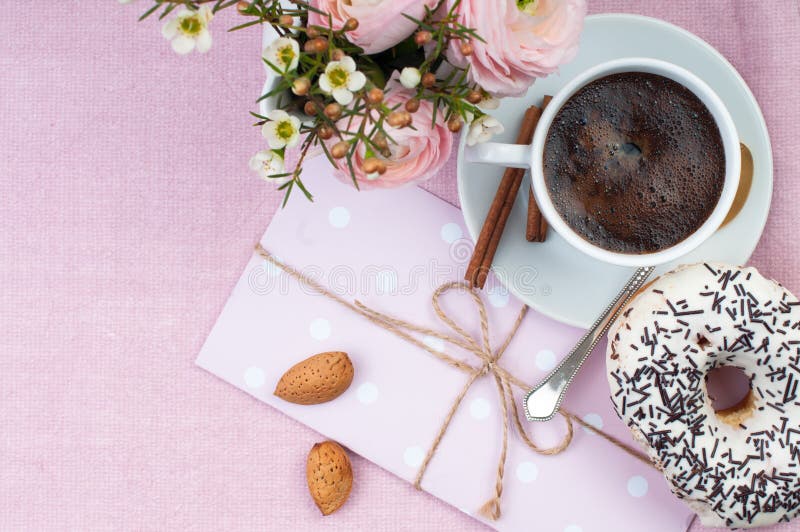 Lovely Breakfast in Pink Colors Stock Photo - Image of dish, food: 24405942