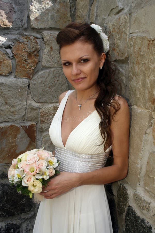 Lovely bride with bouquet stock image. Image of closeup - 43466363