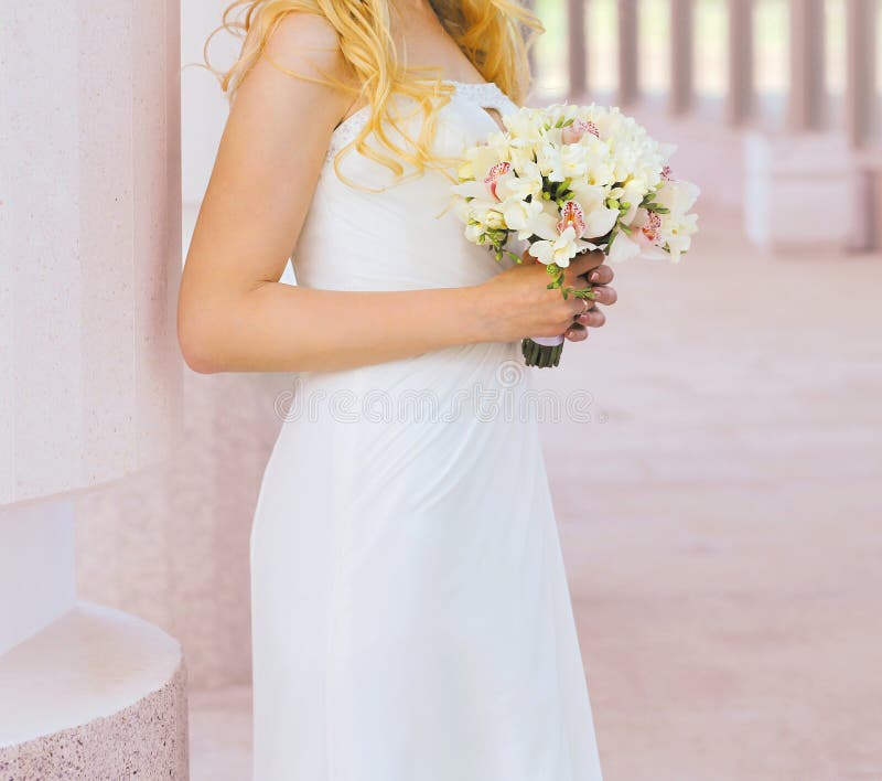 Lovely Bride and Wedding Bouquet Stock Image - Image of abstract ...