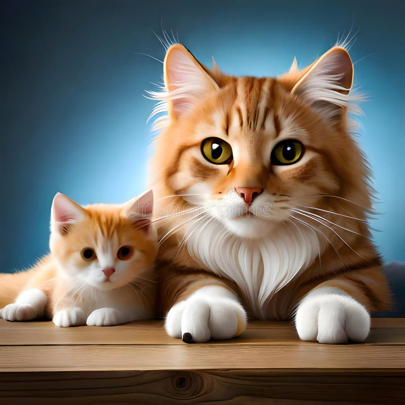 A Cat with Her Lovely Kittens - Ai Generated Image Stock Illustration ...