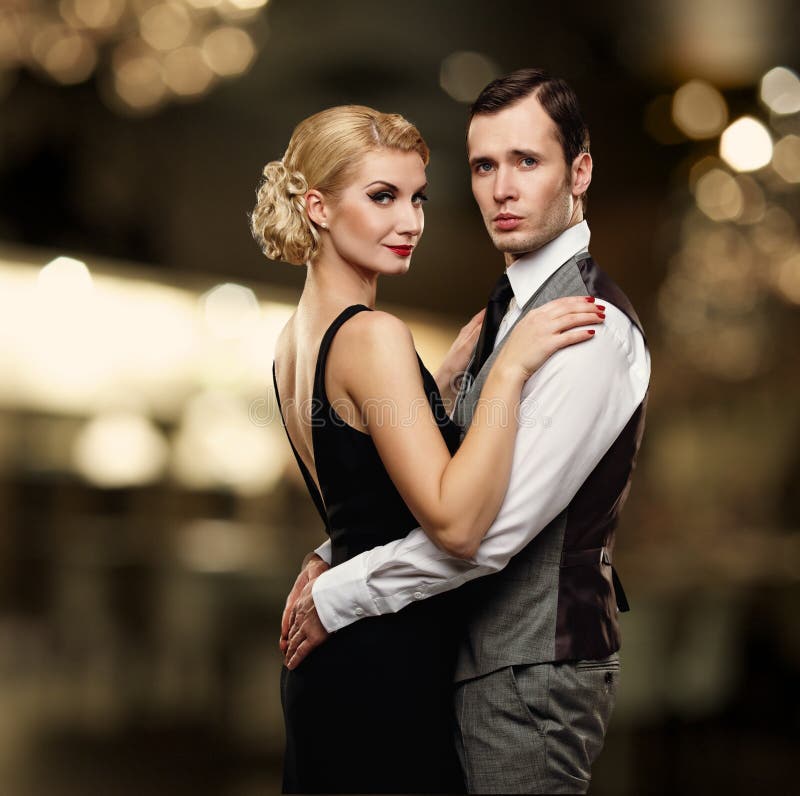 Lovely Couple on Abstract Background Stock Photo - Image of brunette ...