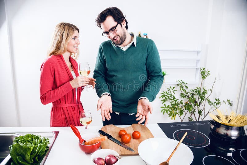Lovely Couple Cooking Together Stock Photo - Image of cooking, domestic ...