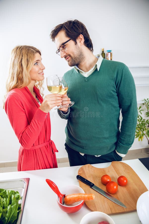 Lovely Couple Cooking Together Stock Photo - Image of husband ...