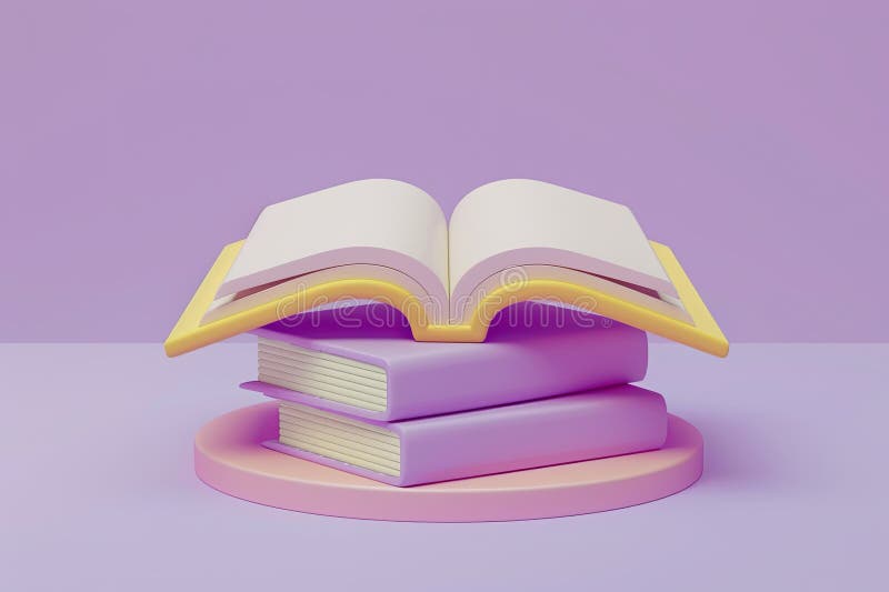 Lovely 3D Clay Icon Set Featuring Open Book and Stack of Books in Soft ...