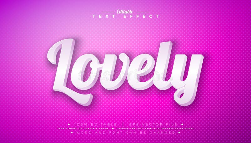 Lovely 3D Text Effect Design Editable and Scalable Vector Graphic Style Effect with Shadow and ...