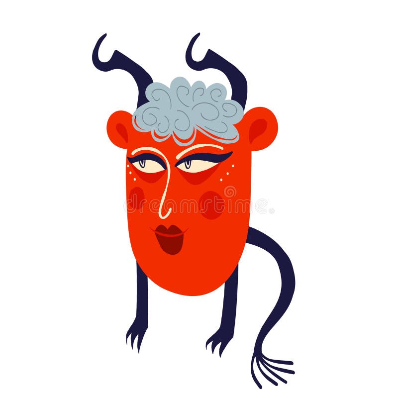 Lovely Devil with a Cute Face. Strange Ugly Halloween Characters. Cute ...