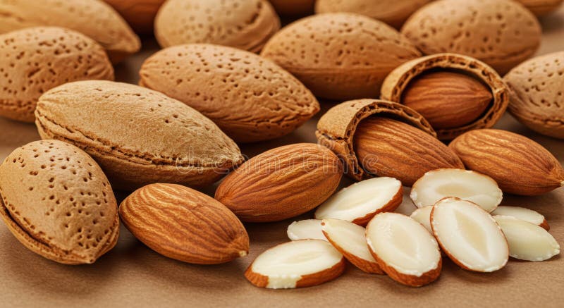 A Lovely Display of Fresh Almonds in Their Shells, Alongside Shelled ...