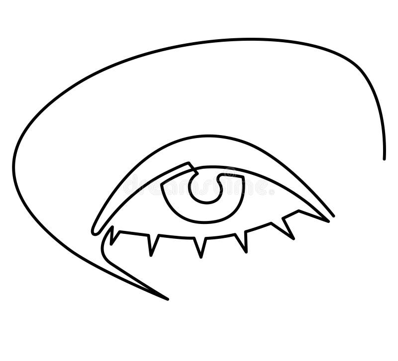 Lovely Female Eye with Long Eyelashes. Continuous Line Drawing ...