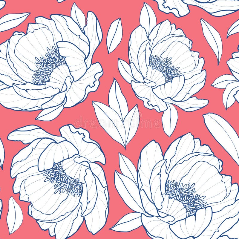 Lovely Peony Seamless Pattern Digital Illustration Stock Illustration ...