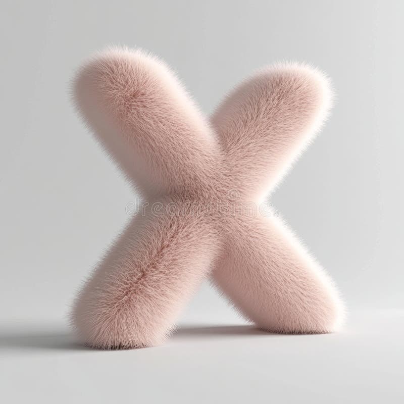 Fluffy Light Pink Letter X Displayed in 3D Rendering Style Against a ...