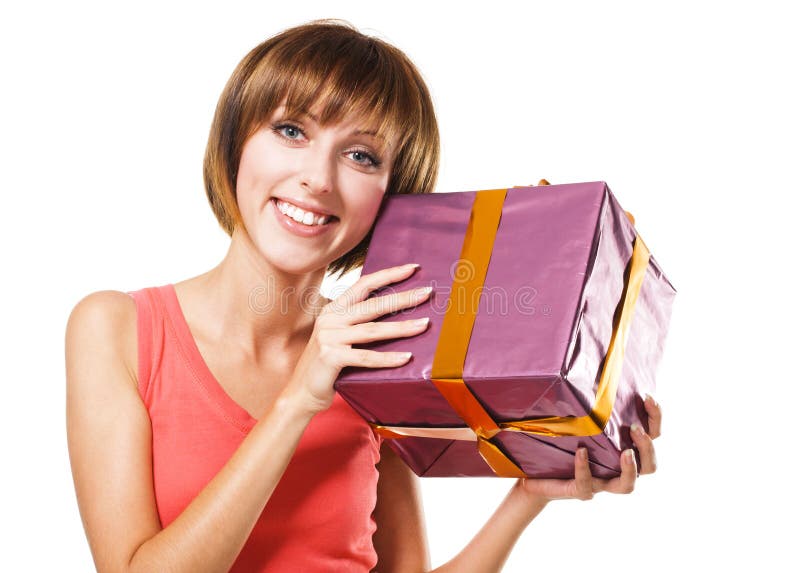 Lovely Girl with a Gift Box Stock Photo - Image of gift, friendly: 17012390