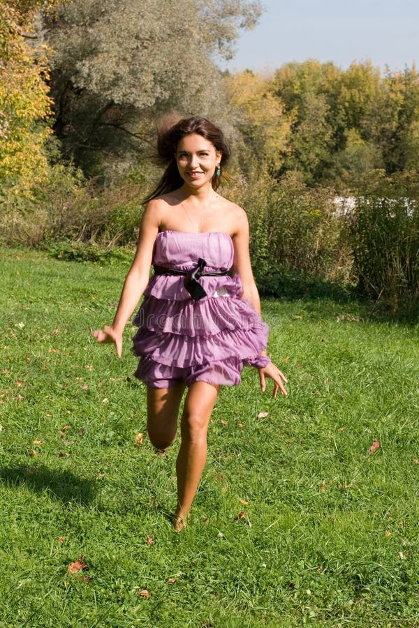 Lovely girl running stock image. Image of active, forward - 27160363